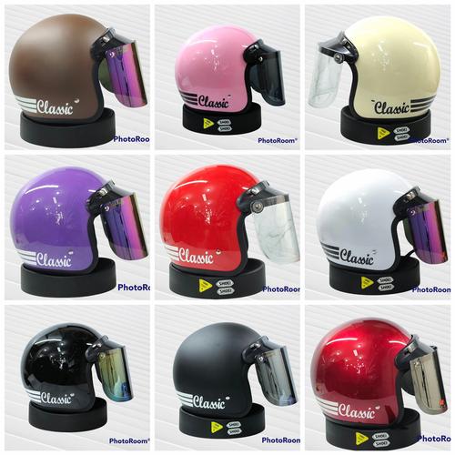 Jual HELM BOGO CLASSIC GARIS RETRO MOTOR DEWASA SNI - HITAM GLOS ...