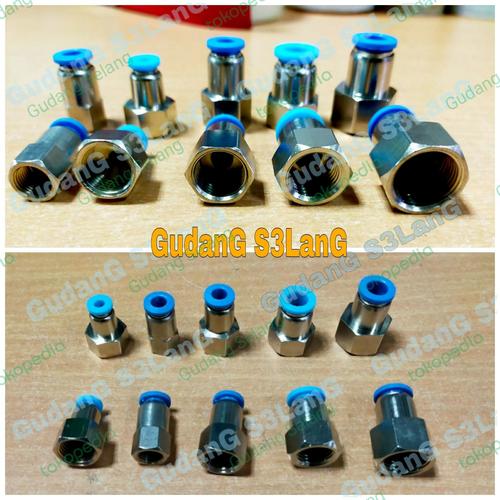 Jual Konektor Lurus Selang Angin PU 6mm Fitting Pneumatic PCF Drat ...