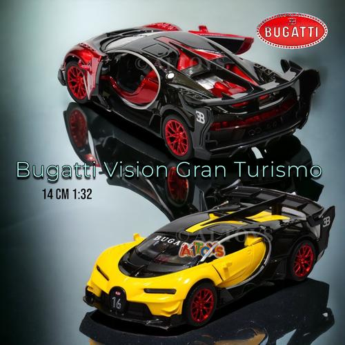 Promo Miniatur diecast mobil Bugatti Vision Gran Turismo merah 14 cm 1: ...