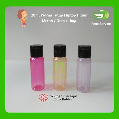Promo Botol 20ml Warna Tutup Fliptop Neck 18 - 20ml Oren, Fliptop Hitam ...