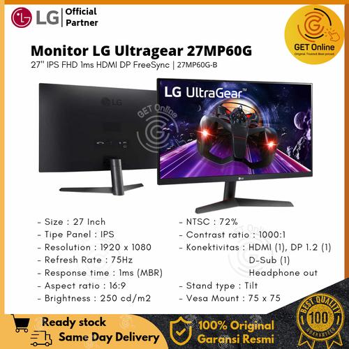 Jual Monitor LG 32MP60G 32" IPS FHD FreeSync 1ms HDMI DP | 32MP60G-B ...