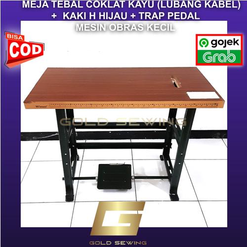 Jual Meja TEBAL & Kaki H Hijau Trap Pedal SET Mesin Jahit Obras Kecil ...