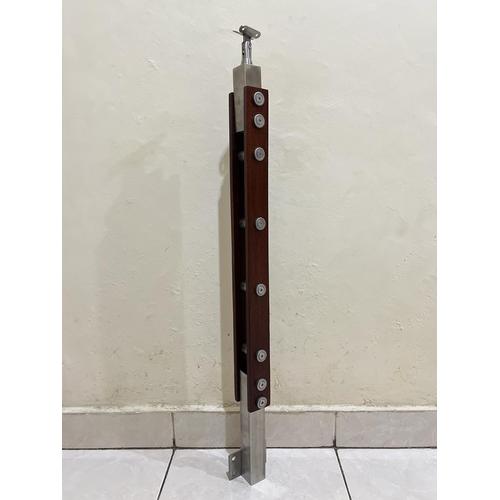 Jual Tiang Railing Tangga Stainless + Kayu P-16 SUS 304 Kilap Tapak ...
