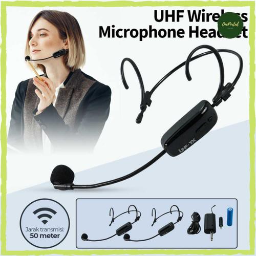 Jual Mic UHF Wireless Microphone Headset Mini Portable Tour Guide ...