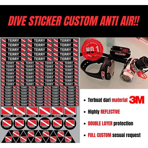Jual CUSTOM SCUBA DIVING / DIVER STICKER SET NAME + FLAG 3M REFLECTIVE ...