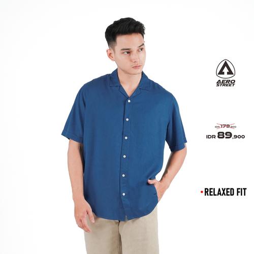 Promo Aerostreet Kemeja Rayon Marva Prussian Blue Hawai Polos Cerah ...