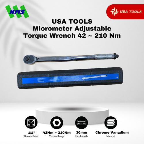 Jual Kunci Torsi Micrometer Adjustable Torque Wrench 42 ~ 210 Nm USA ...