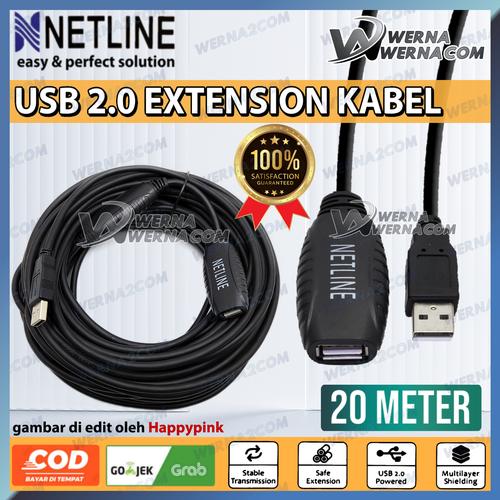 Jual Kabel USB 2.0 Extension aktif 20 Meter NETLINE support external ...