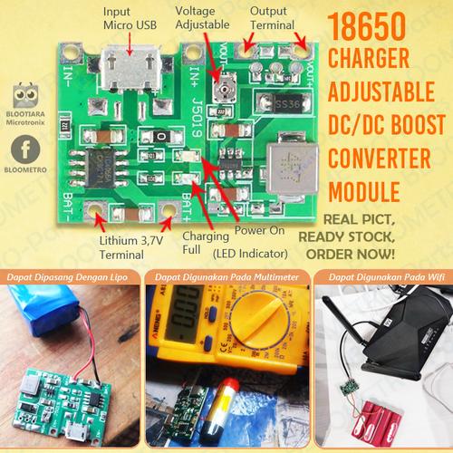 Jual Modul USB Charger Controller TC4056 Step Up 18650 Lithium Battery ...