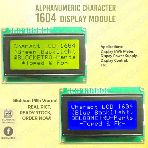 Jual LCD 1604 Karakter Background Blue / Green 16 x 4 Modul Display ...