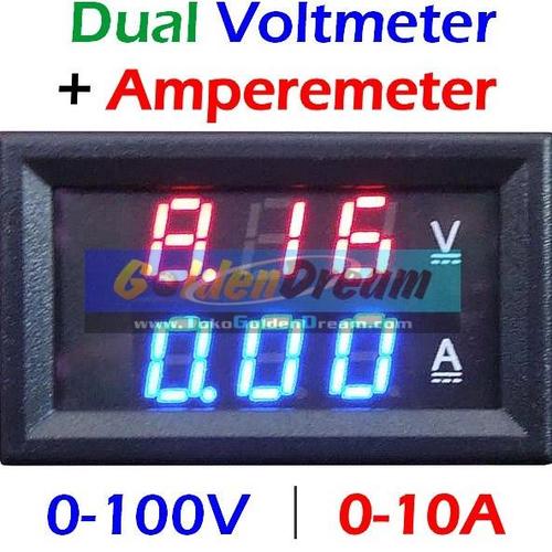 Jual ** Combo Amperemeter + Voltmeter Digital Lengkap Frame 0-100V 10A Dual - Jakarta Barat ...