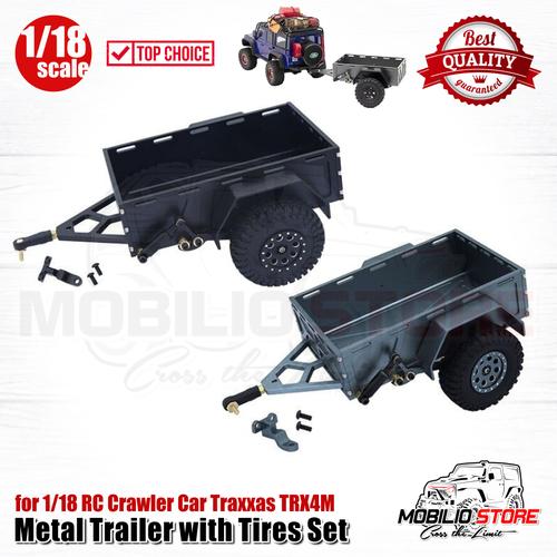Jual Metal Trailer with Tires Wheels for 1/18 RC Crawler Car Traxxas ...