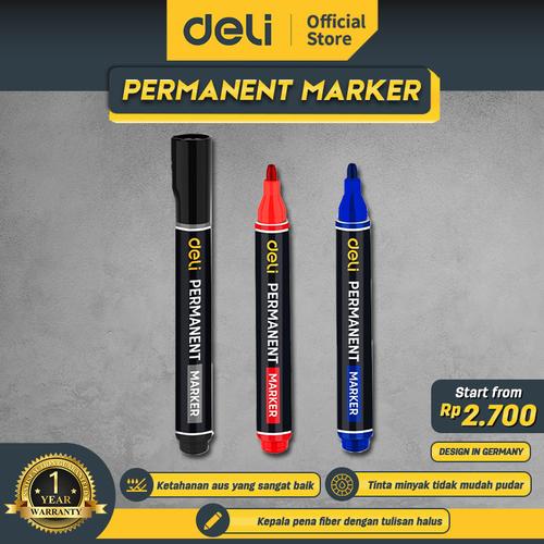 Promo Deli Permanent Marker / Spidol Permanent Tinta Warna EDL-JH0X-E1 ...