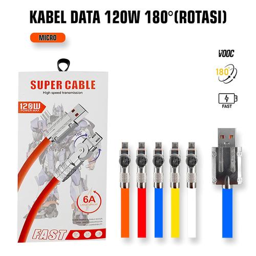 Jual KABEL DATA 120W ROTASI MICRO TYPE C LIGHTNING CHARGER FAST ...