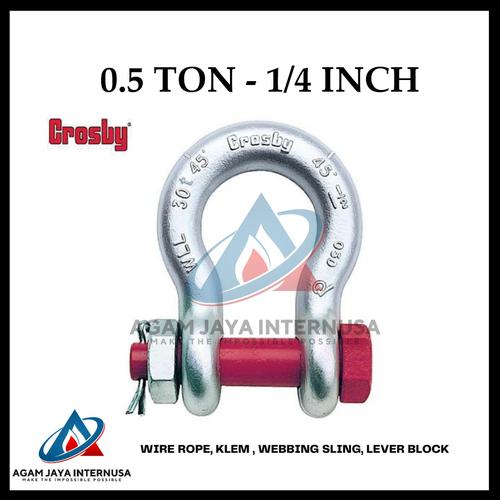 Jual Bow Shackle G2130 0.5 Ton - 1/4" CROSBY Segel Bolt Type - Kota ...