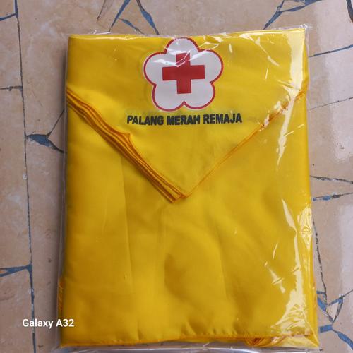 Jual Syal PMR warna kuning gading bahan peles logo sablon bijian - Kab ...