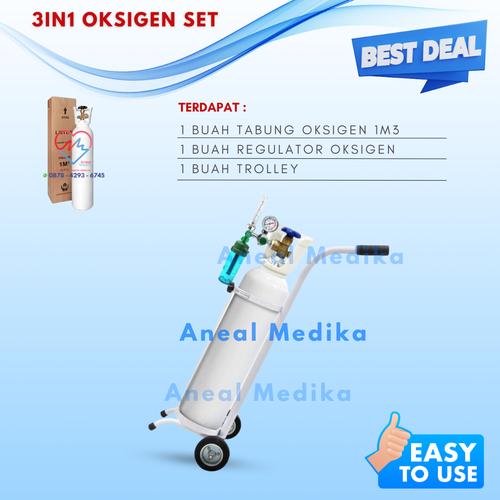 Jual Tabung Oksigen 1m3 Lengkap Siap Pakai - Tabung Oxygen Full Set - Trolley - Kota Tangerang ...
