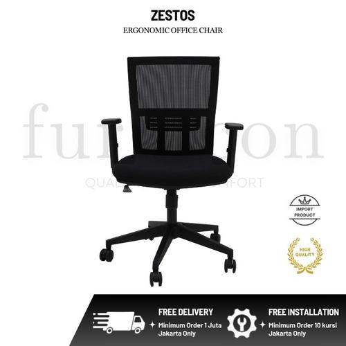 Promo Kursi Kantor Ergonomis Furnicon Zestos Black /Kursi Kerja Office ...