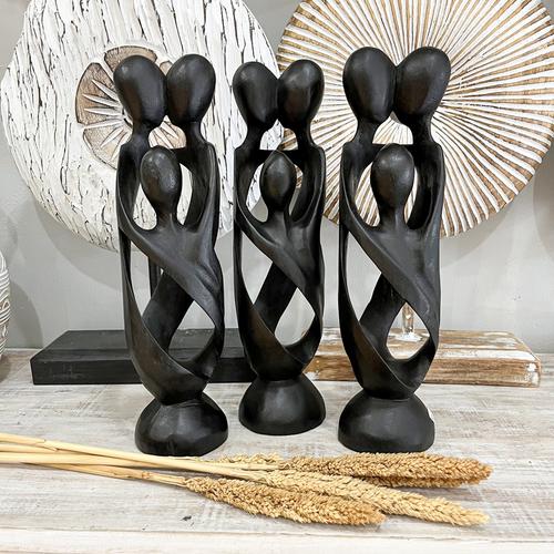 Jual Patung kayu keluarga table statuette family miniature interior ...