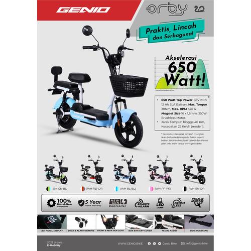 Jual Sepeda Listrik Genio Orby 2.0 Moped Electric Bike Model Stylish ...