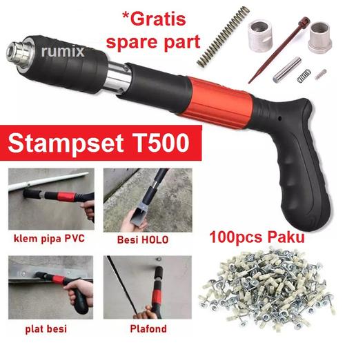 Jual Mini Stampset T500 Mesin Stamp Alat Tembak Paku 7.3mm Beton besi ...