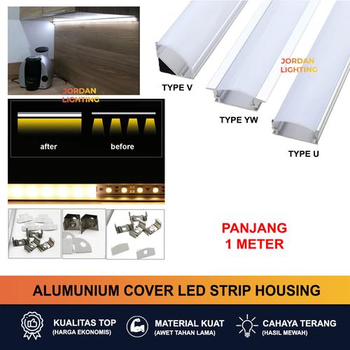 Jual aluminium cover led strip housing 1 meter 3 TIPE - V - Kab. Sleman ...