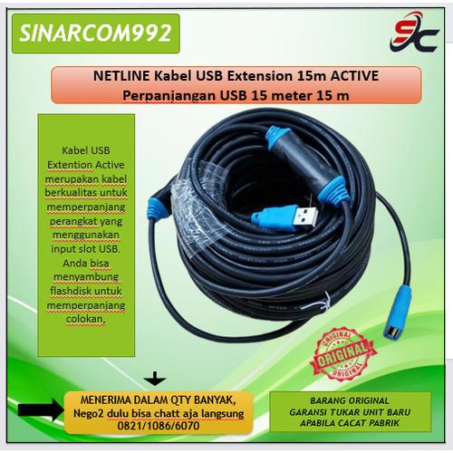 Jual NETLINE Kabel USB Extension 15m ACTIVE Perpanjangan USB 15 meter 15m - Jakarta Pusat ...