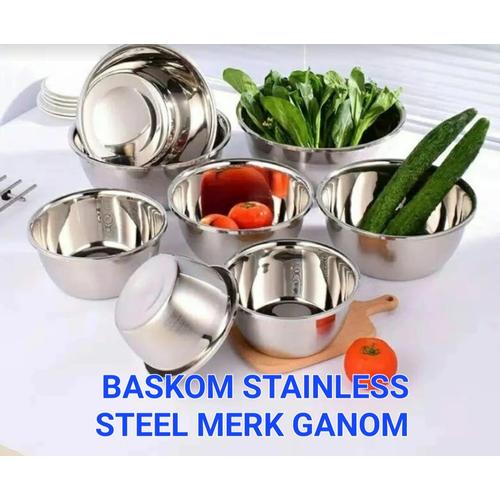 Jual Baskom Stainless Steel Tebal dan Dalam Merk Ganom - Diameter 18cm ...