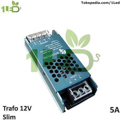 Jual Trafo LED Strip Adaptor Power Supply 12V 5A Slim BrightLite - Kab ...