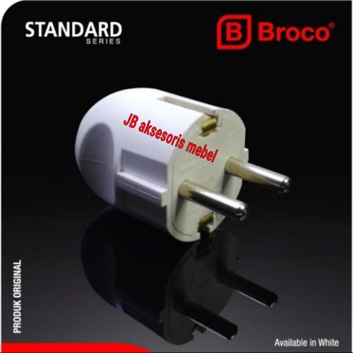 Jual Steker Bulat Putih BROCO / Stecker Colokan Listrik Bulat Putih ...