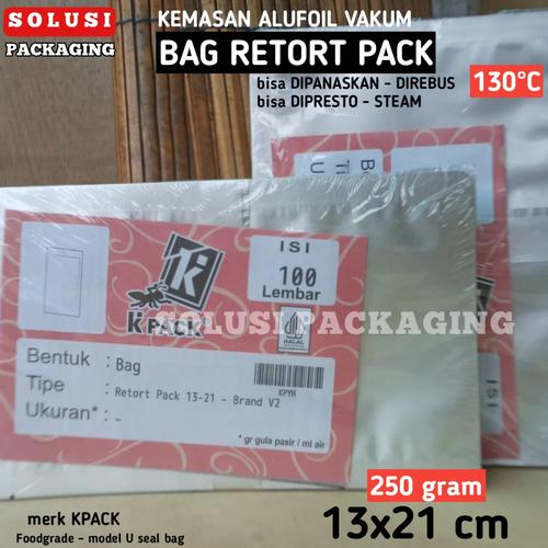 Jual BAG RETORT PACK 13x21 250G KPACK PLASTIK ALUFOIL VACUM RENDANG ...