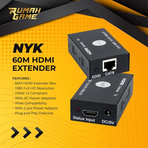 Jual HDMI Extender NYK HDMI Extension Kable LAN Ethernet 60M RJ45 ...