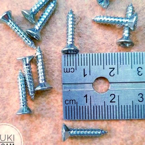 Jual sekrup skrup baut baud 15 mm kepala datar 100 pcs besi silver ...