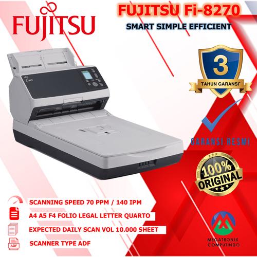 Jual Scanner Fujitsu Fi-8270 ADF + Flatbed - 70 Lembar/Menit - (A4 ...