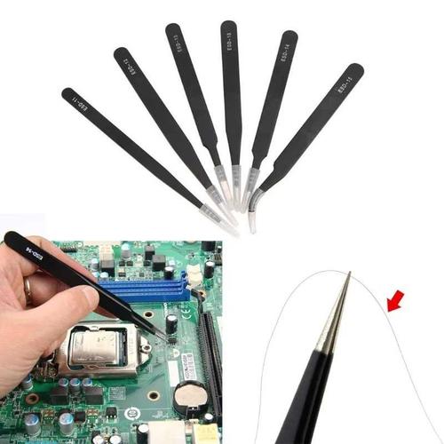 Jual Set Pinset ES Anti-Static Servis Elektronik Stainless Steel 6 Pcs ...