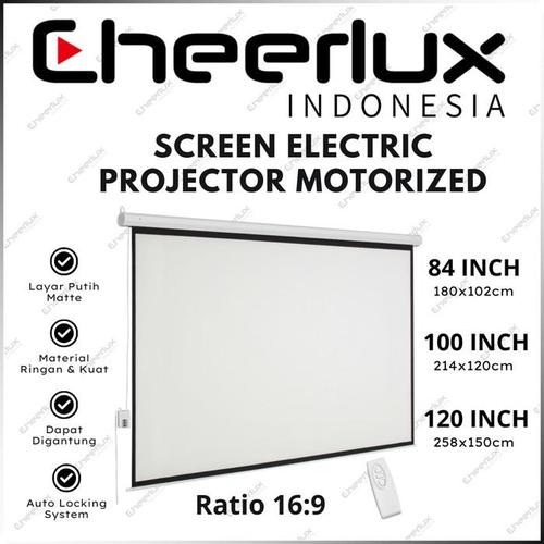 Jual READY Layar Proyektor Elektrik Motorized 84-100-120 Inch 16:9 ...