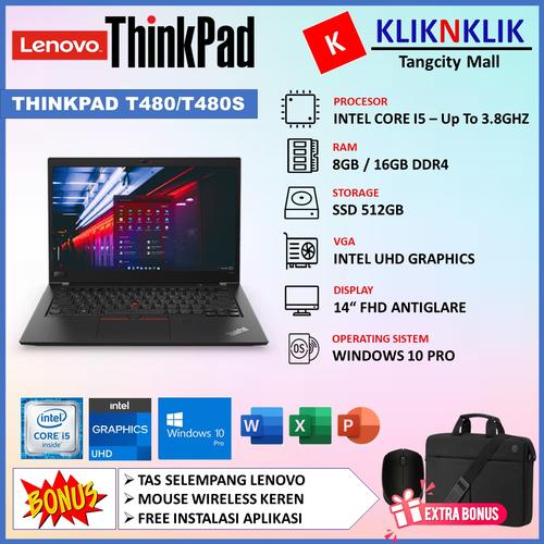Jual LAPTOP LENOVO THINKPAD T480 RAM 8GB 512GB SSD 14" FHD WIN10 PRO ...