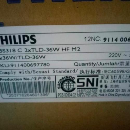 Jual KAP LAMPU RM PHILIPS TBS318 2X36W LED 2X16W HF M2 FULL SET LAMPU ...