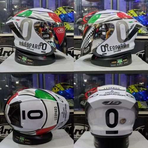 Jual HELM JS ARMOR MOTIF LEOPARD WHITE SINGLE VISOR - LEOPARD WHITE, M ...