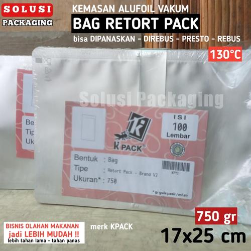 Jual BAG RETORT PACK 17x25 750G KPACK PLASTIK ALUFOIL VAKUM RENDANG ...
