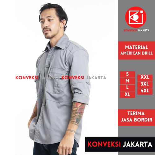 Jual Kemeja Tactical Lengan Panjang Pria Abu Abu - Seragam Pakaian ...