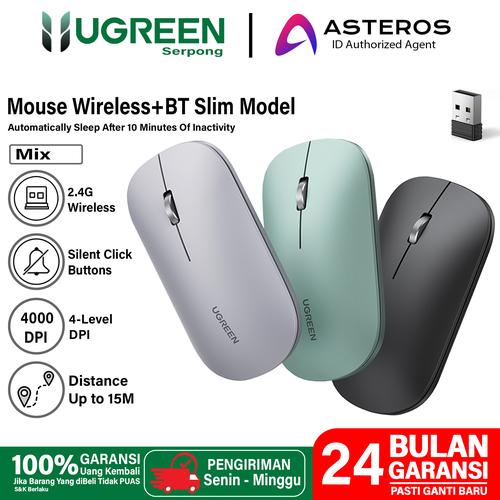 Promo UGREEN Mouse Wireless Bluetooth Dual Koneksi Silent Clik 4000 DPi ...