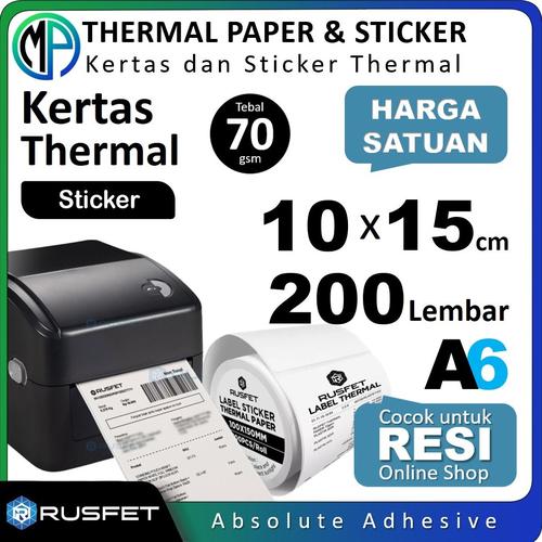 Jual Kertas Sticker Thermal Printer Resi Online 10x15cm 200pcs Harga ...