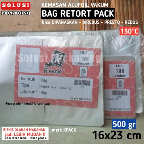 Jual BAG RETORT PACK 16x23 500G KPACK PLASTIK ALUFOIL VACUM RENDANG ...