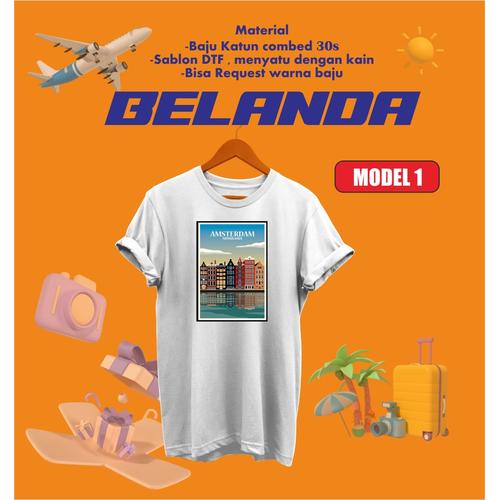 Jual KAOS OLEH-OLEH BELANDA BANYAK MODEL - KAOS BELANDA AMSTERDAM BATCH ...