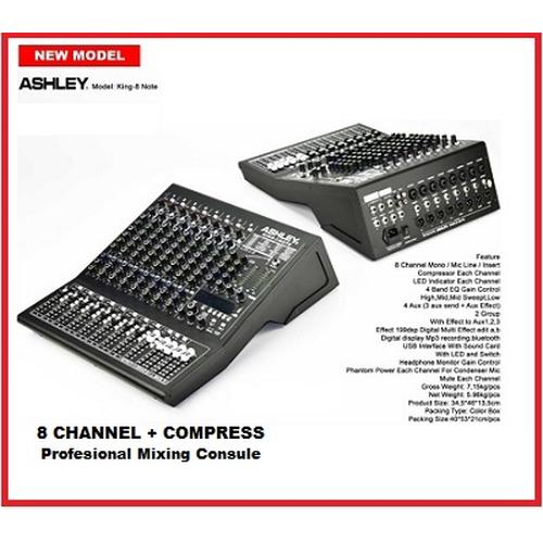 Jual Mixer Audio 8 Channel + Compressor Ashley King 8 Note Compres ...