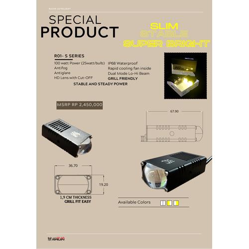 Promo Kuro Raijin Slim R01-S Series Mini Projie 1,9CM 25watt Aero Seri ...