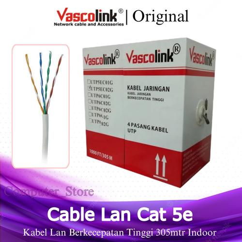Jual Kabel Lan Indoor Cat 5 Vascolink 1 Roll UTP Cat5e 305 Meter Grey ...