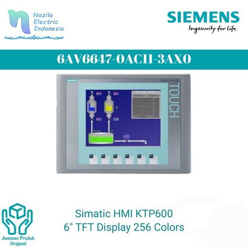 Jual Siemens 6AV6 647 / 6AV6647-0AC11-3AX0 Simatic HMI KTP 600 6" Inch ...