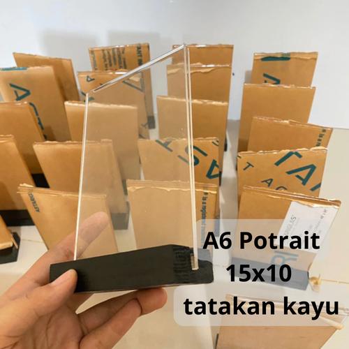Jual Akrilik Stand A6 Frame Foto/Brosur/Qris Tatakan Kayu - Kota ...